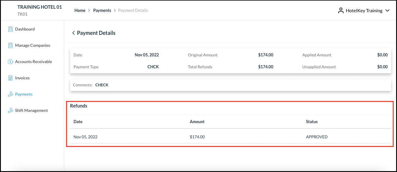 Refund Payment - Direct Bill