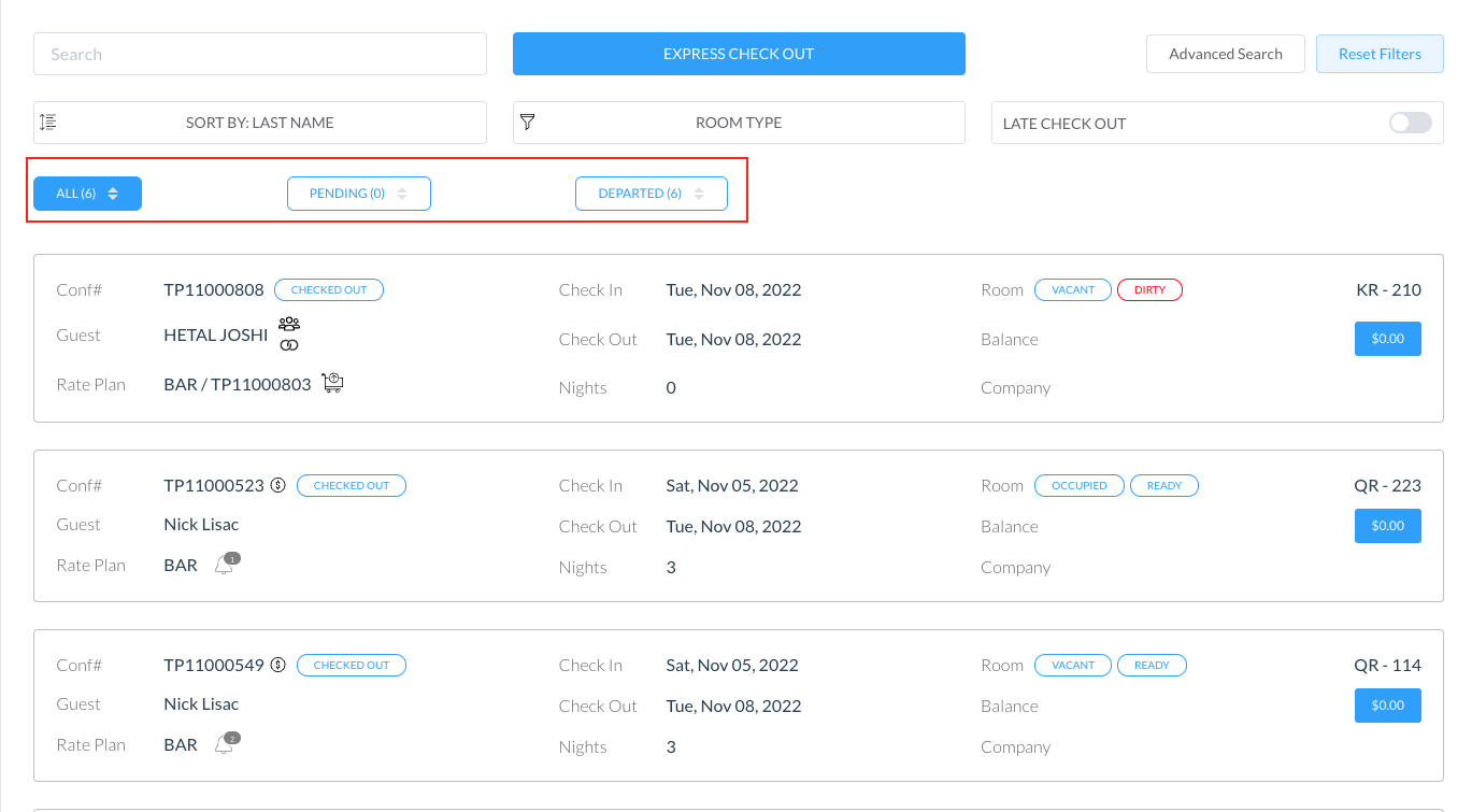 Check Out a Reservation