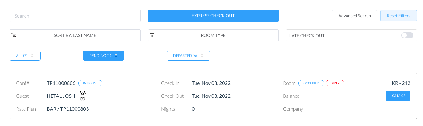 Check Out a Reservation