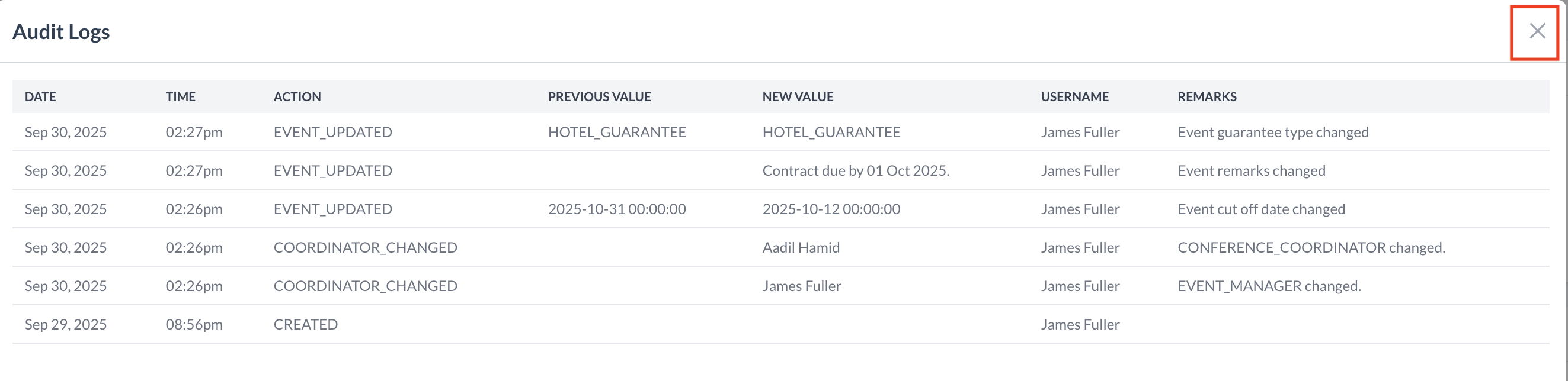 Event Audit Logs