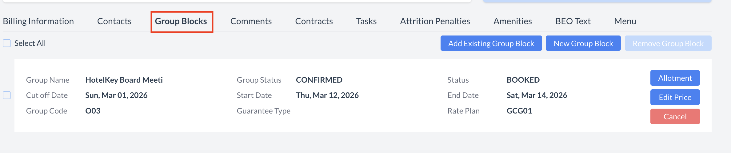 Manage Group Blocks