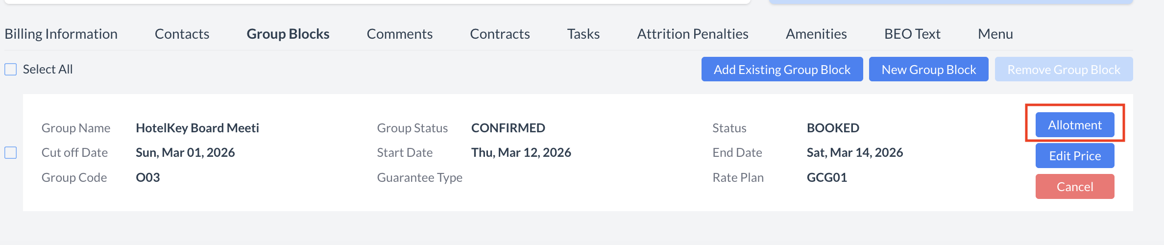 Manage Group Blocks