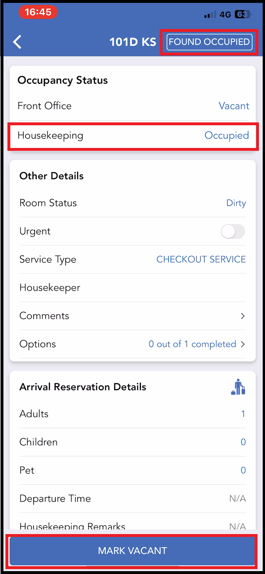 Log Room Cleaning / Turnover Service Time