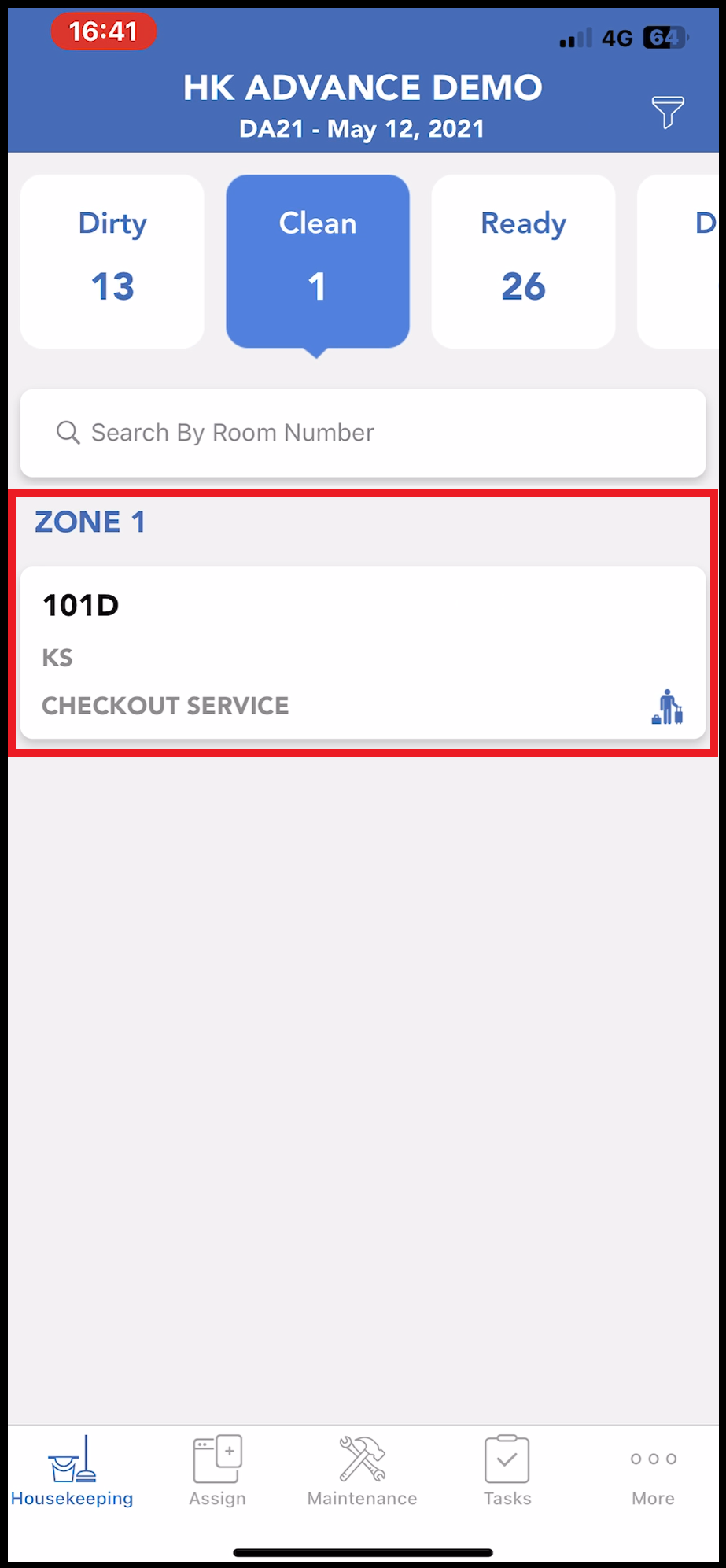Log Room Cleaning / Turnover Service Time