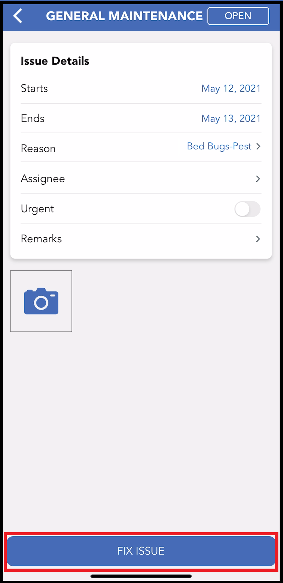 Clear General Maintenance Issue