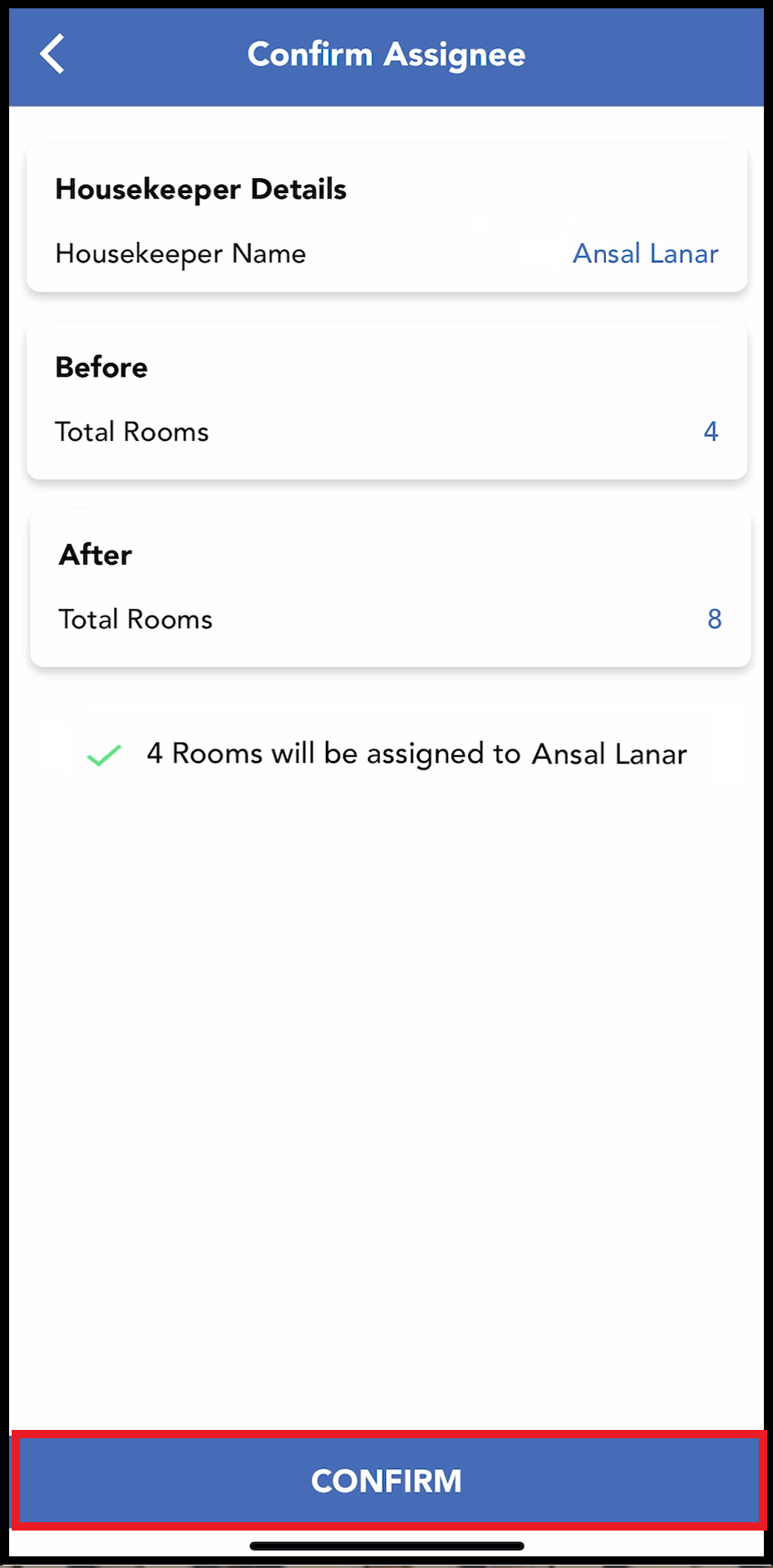 Assign, Reassign Housekeeper by Room Number(s)
