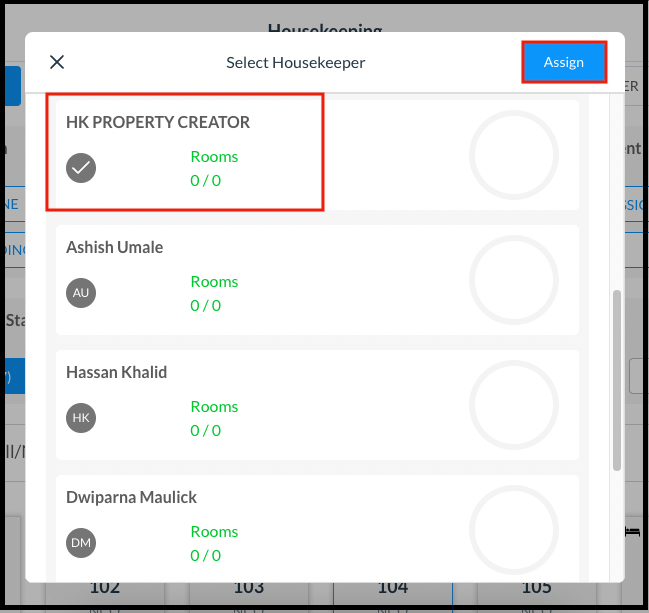 Assign Single Room to a Housekeeper