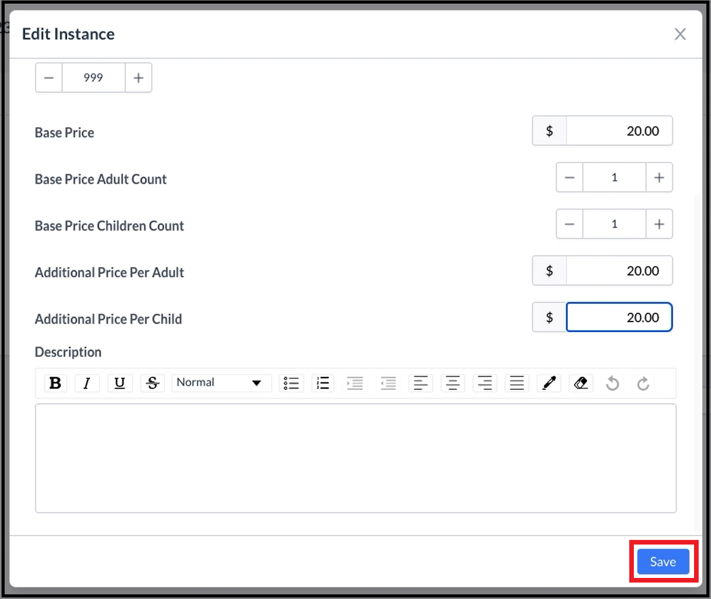 Edit Activity Instance