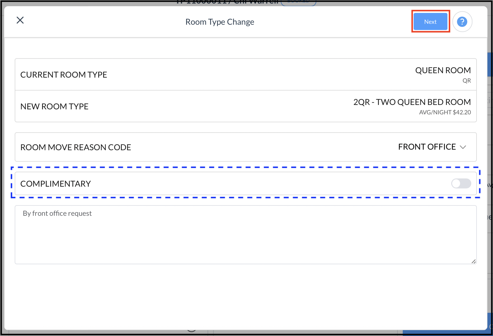 Modify a Reservation Room Type