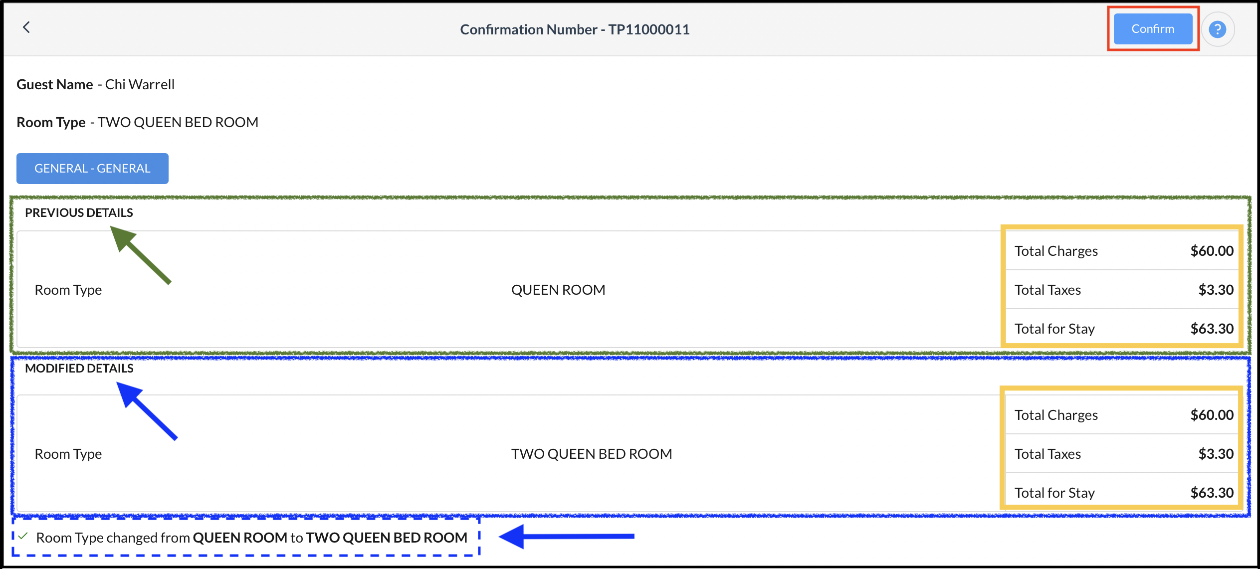 Modify a Reservation Room Type