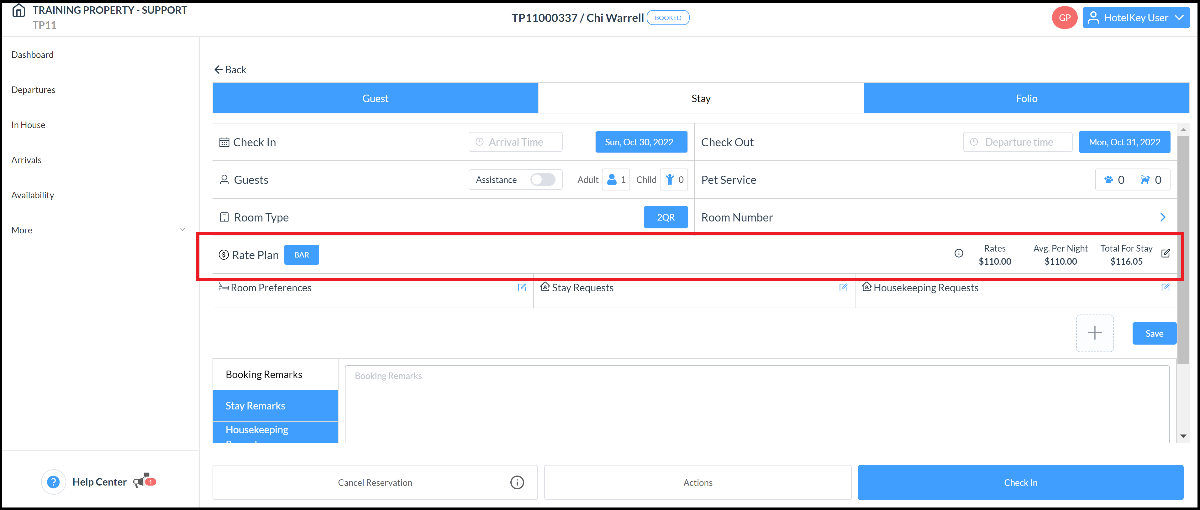 Modify a Reservation Room Type