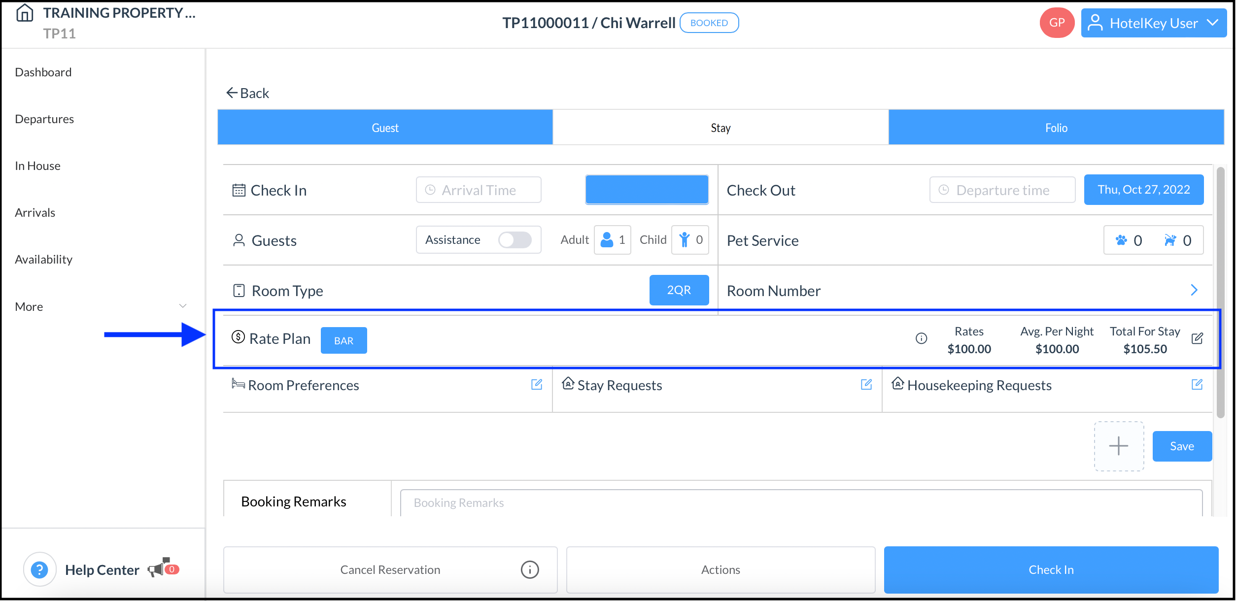 Modify a Reservation Room Type