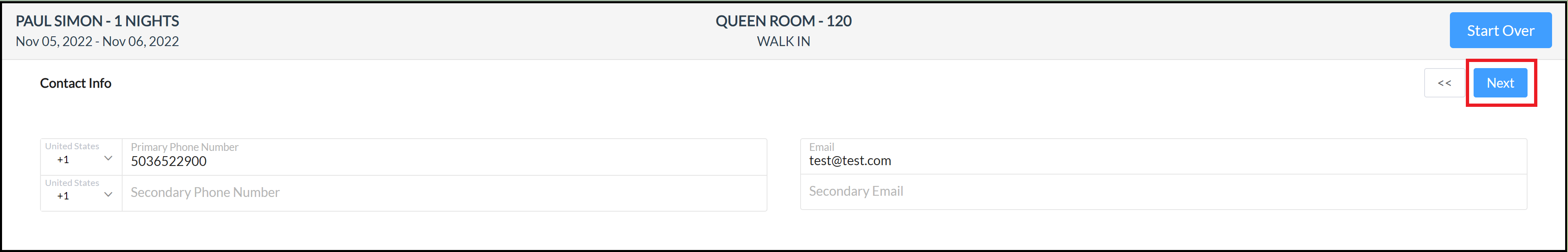 Check In a Reservation