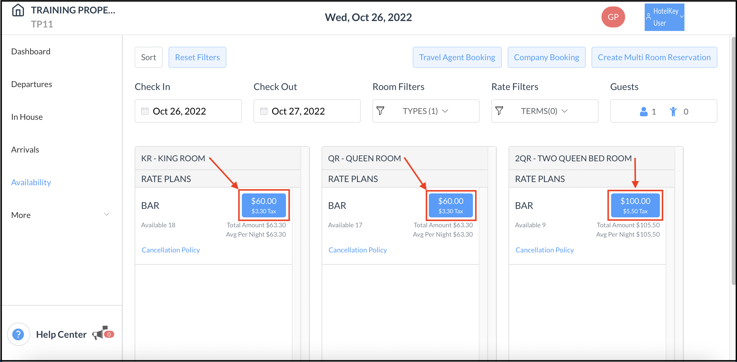 Create a Reservation (Standard, Walk-in)