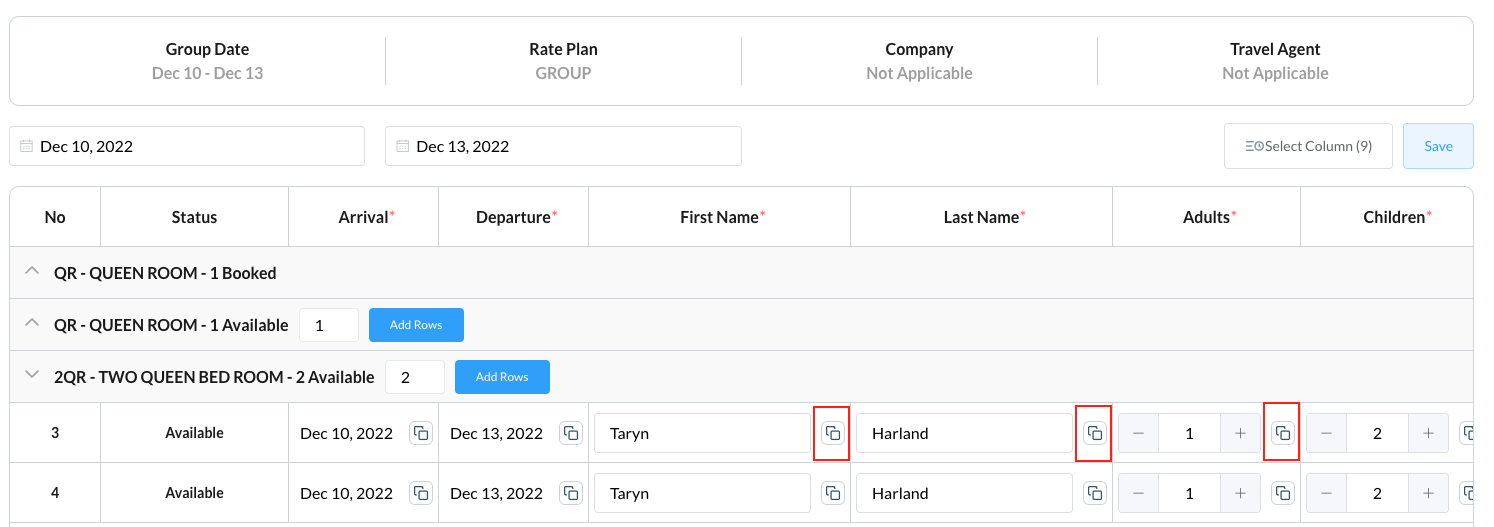 Add a Group Rooming List
