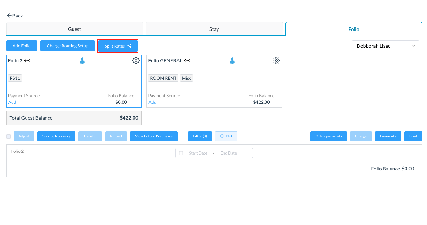 Split Rates on a Folio