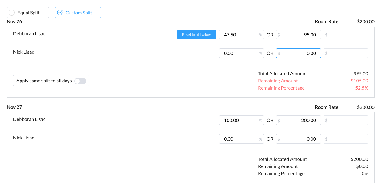 Split Rates on a Folio