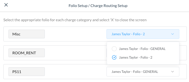 Setup Charge Routing on a Reservation