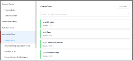 Accounting Setup for Sub-Charge Types