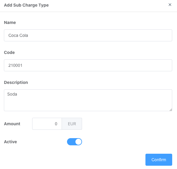 Accounting Setup for Sub-Charge Types