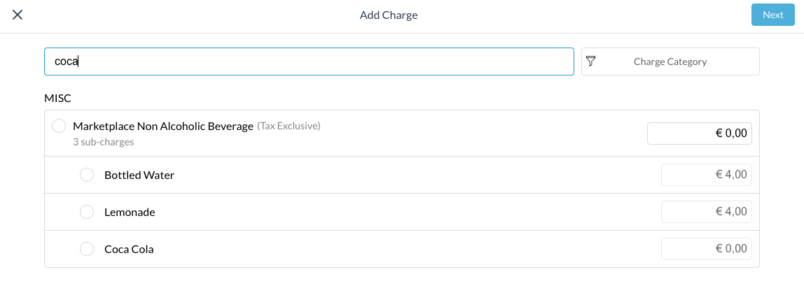 Accounting Setup for Sub-Charge Types