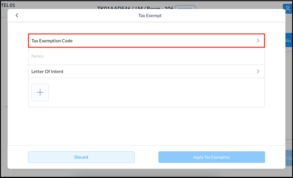 Apply Tax Exempt Status to Reservation