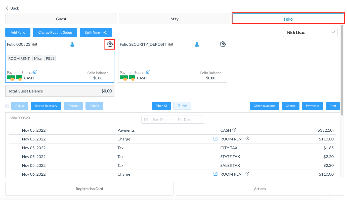 Email Guest Folio - Post Check Out