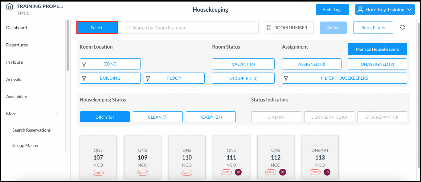 Set Housekeeping Status for Multiple Rooms